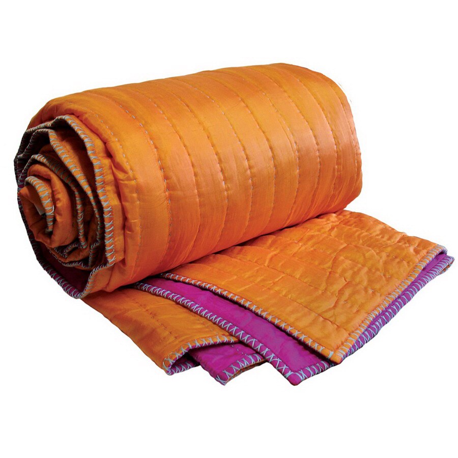 Elements Orange/Fuchsia Reversible Queen Quilt Silk at Lowes.com