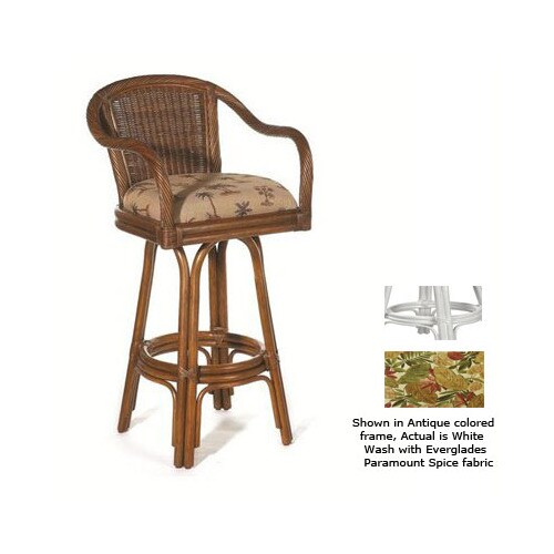 Hospitality Rattan Key West White Wash 30-in Bar Stool at Lowes.com