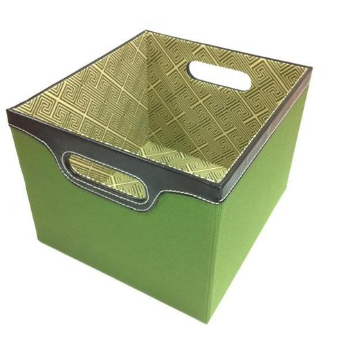 allen + roth 11-in Green Milk Crate with Printed Lining and PU trim in ...