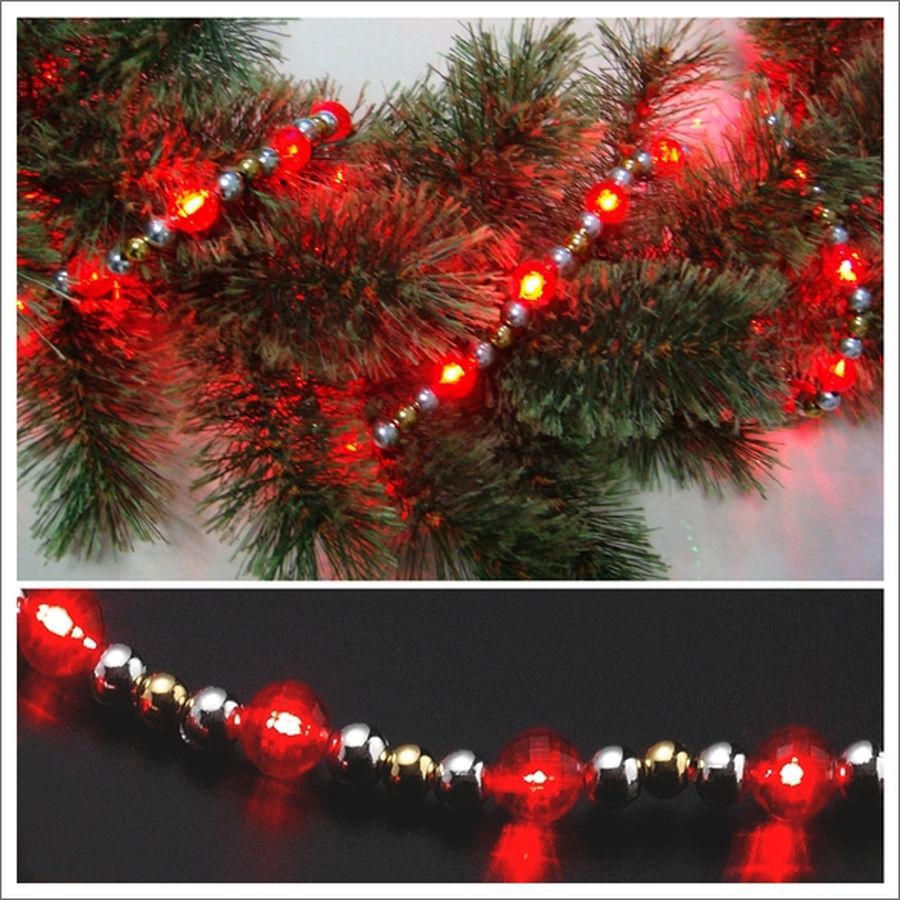 Starlite Creations 9-ft LED 27-Light Red Beaded Garland at Lowes.com