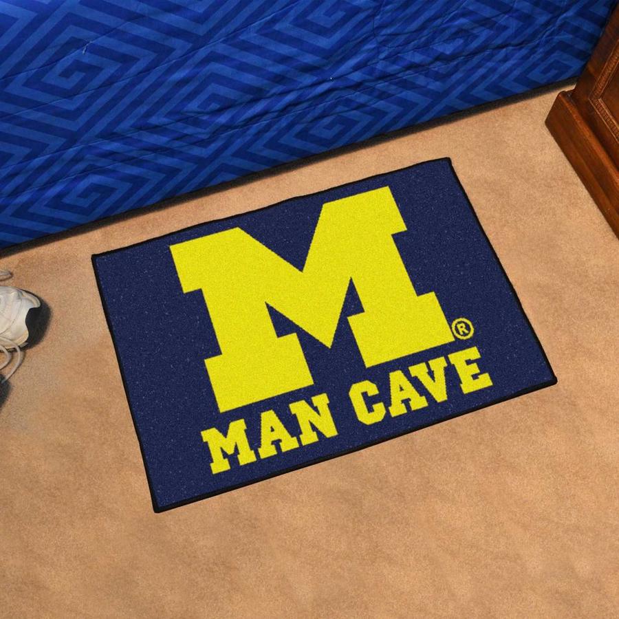 FANMATS Michigan Wolverines NCAA Man Cave Rug 1-1/2-ft x 2-1/2-ft Blue ...