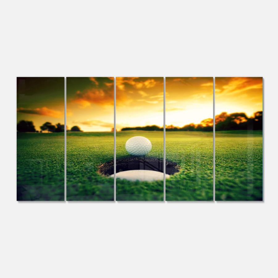 Designart Golf Ball Near Hole- Multipanel Landscape Metal Wall Art in ...