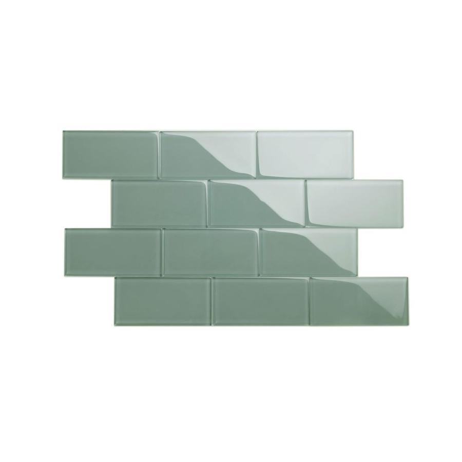 Giorbello 3x6 Glass Subway Tiles 40-Pack Slate 3-in x 6-in Glossy Glass ...