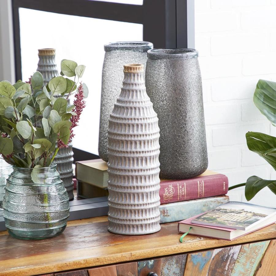 Grayson Lane Tall Cylindrical Light Gray Ceramic Decorative Vase with ...