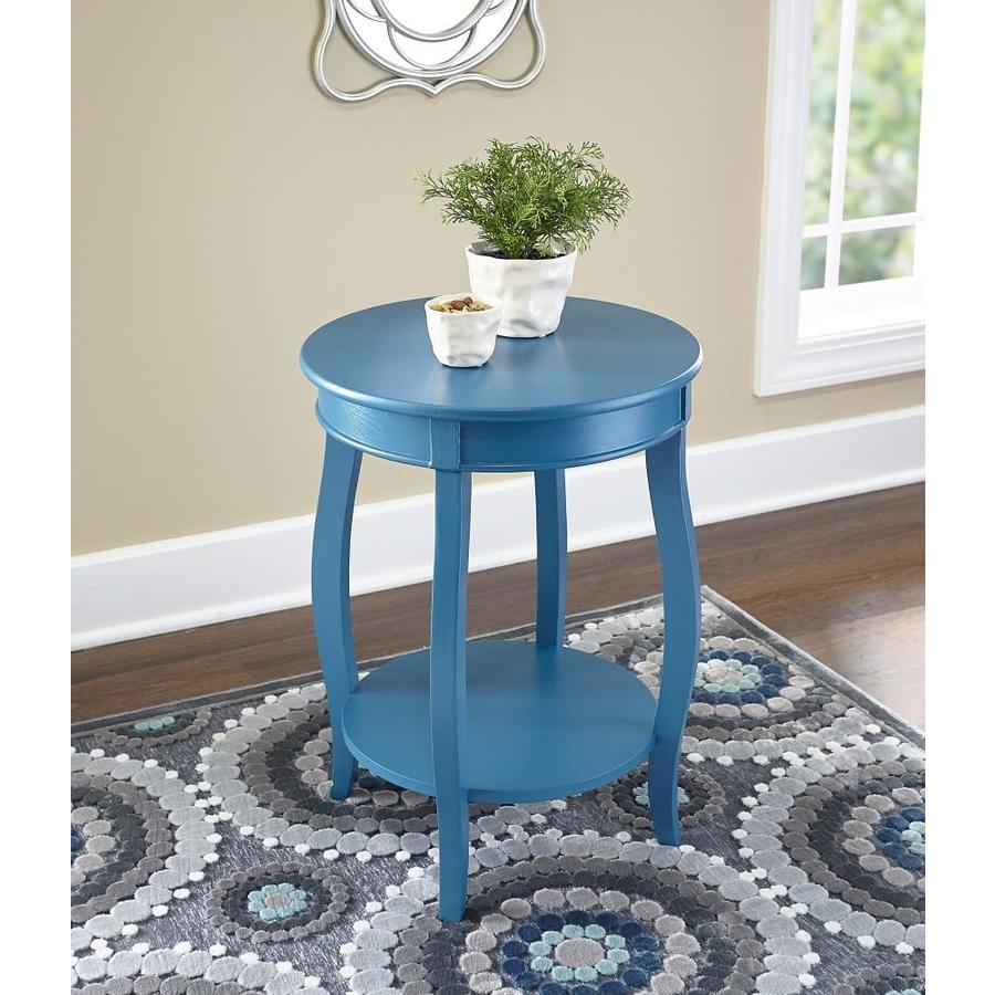 Powell Teal Round Table with Shelf in the End Tables department at ...