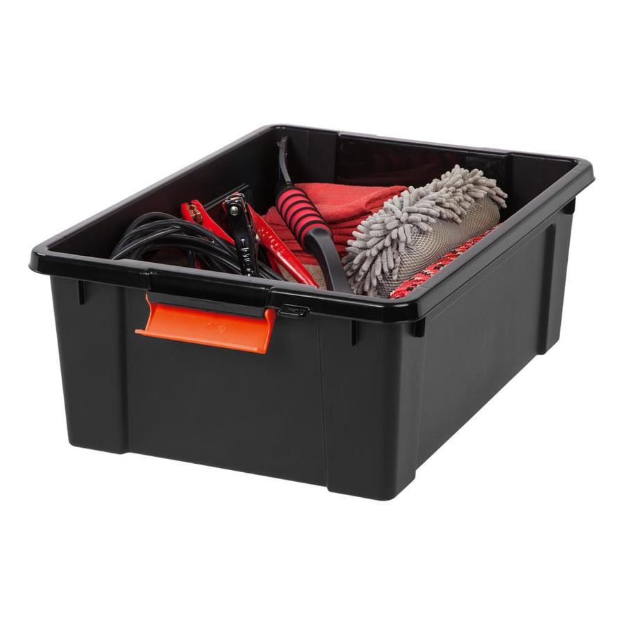 IRIS 11-Gallon (44-Quart) Black, Orange Tote with Latching Lid in the ...