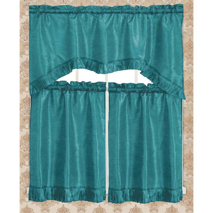 RT Designers Collection Bermuda Ruffle Kitchen Curtain Teal in the ...