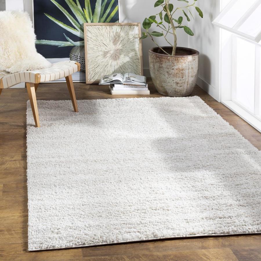 Surya Deluxe Shag 8 x 10 Beige Indoor Solid Mid-Century Modern Area Rug ...