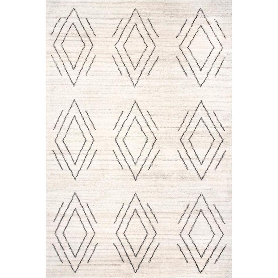 nuLOOM Diamonds 6 x 9 Ivory Indoor Geometric Handcrafted Area Rug in ...