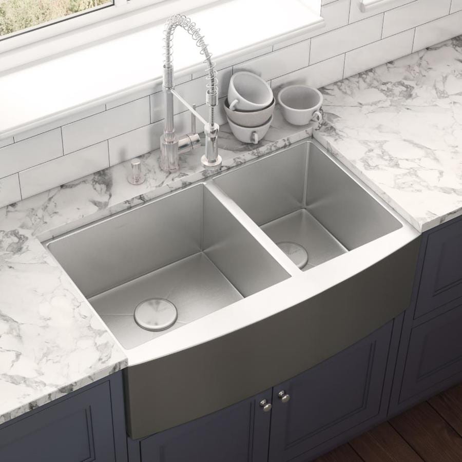 Ruvati Ruvati 36-in Farmhouse Apron-Front 60/40 Double Bowl Kitchen ...