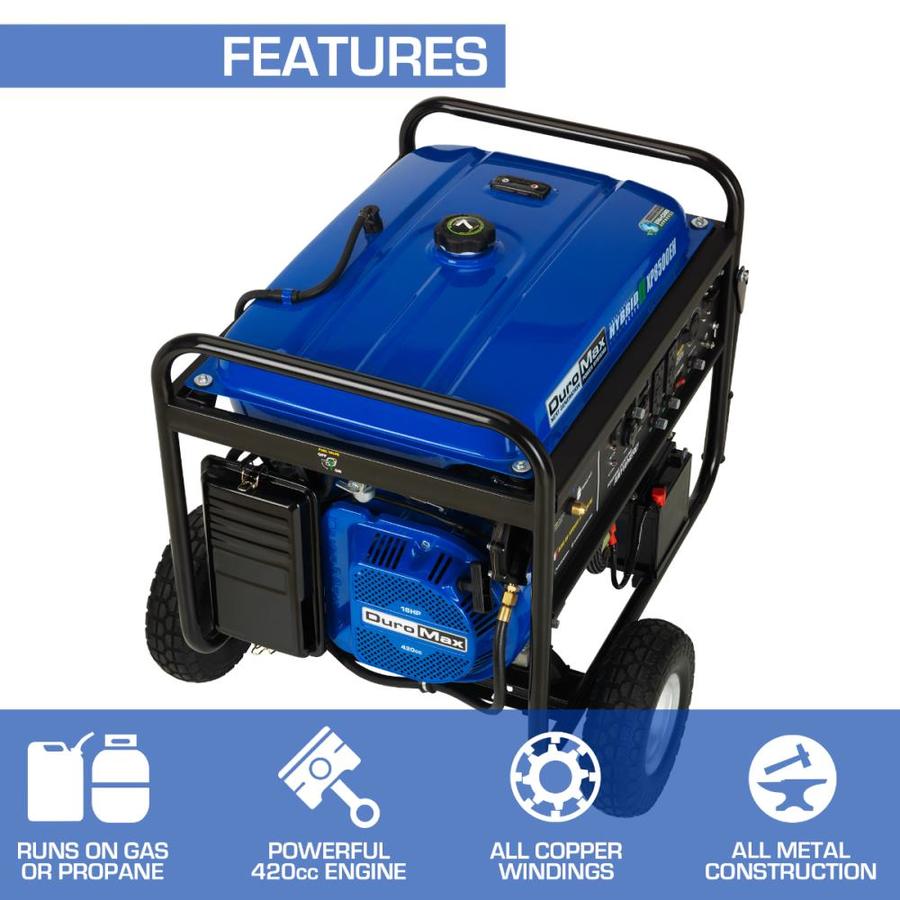 DuroMax DuroMax 8,500 Watt 16hp Dual Fuel Portable Generator w/Electric ...
