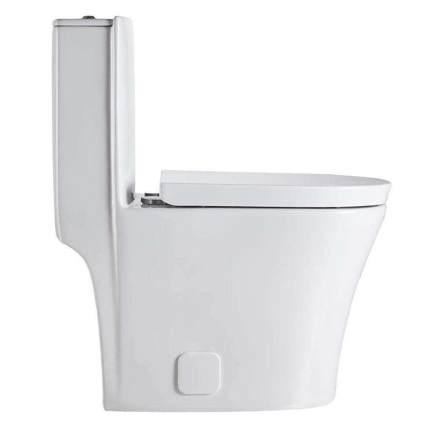WELLFOR Modern White Toilet Ceramic Double Flush Extended Single Piece ...