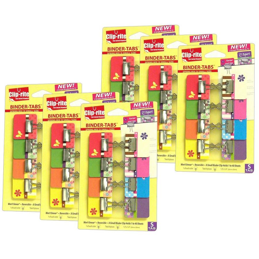 Clip-rite Binder-Tabs with Small Clips, Spring Collection, 8 Per Pack ...
