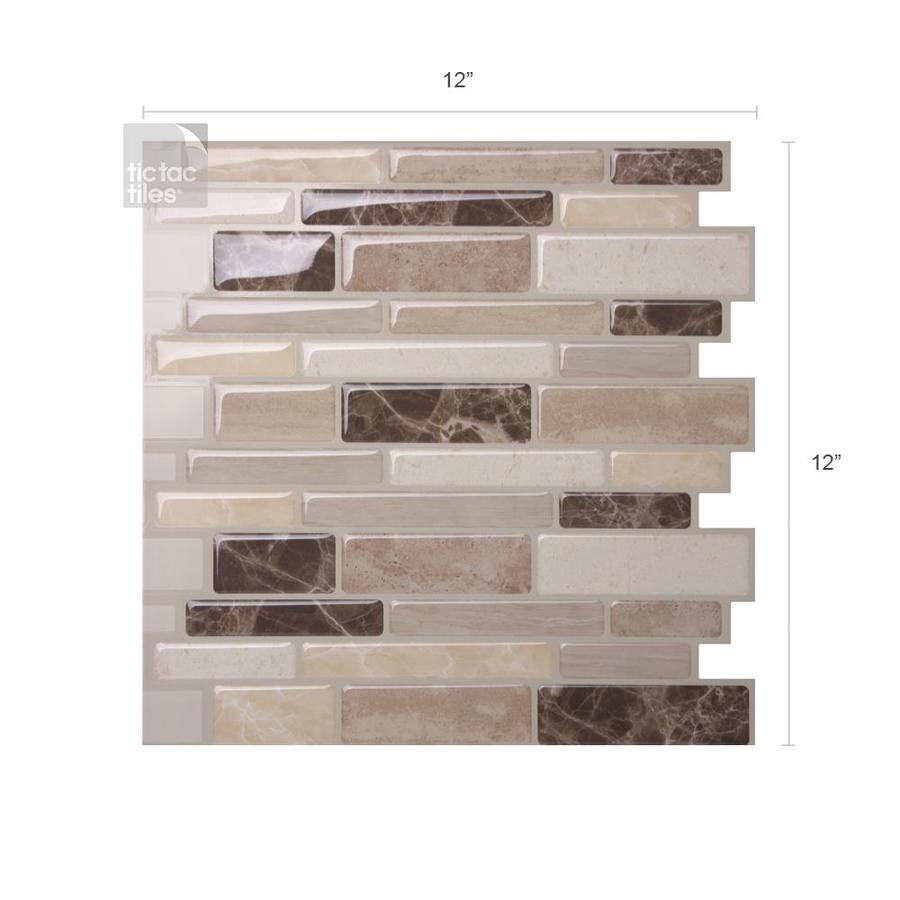 Tic Tac Tiles Polito 5-Pack Brown, Beige, White 12-in x 12-in Glossy ...