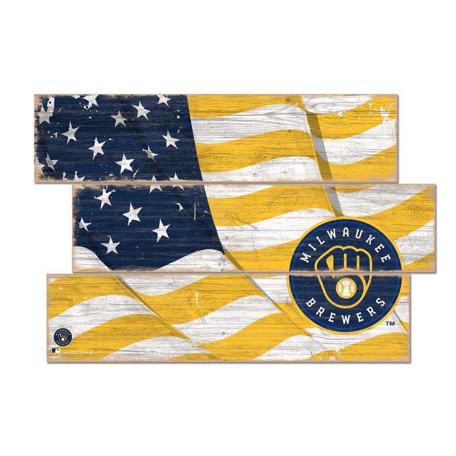 Fan Creations Milwaukee Brewers Flag 3 Plank in the Wall Art department ...