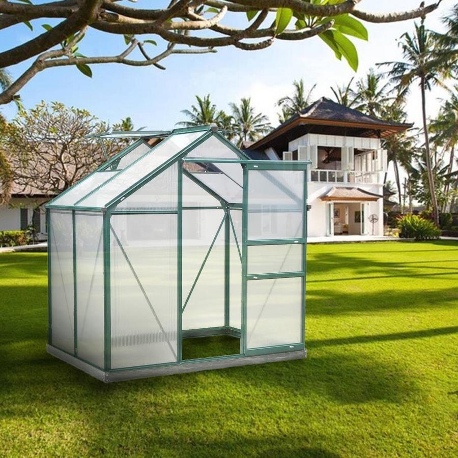 VEIKOUS 6 ft. W x 4 ft. D Aluminum Polycarbonate Greenhouse with ...