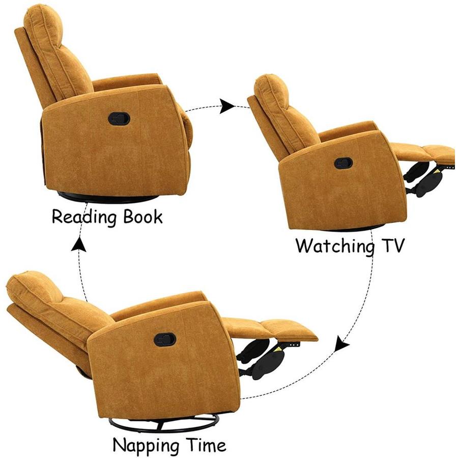 Clihome Soft Touch Modern Swivel Rocker Recliner Chair, Yellow in the ...