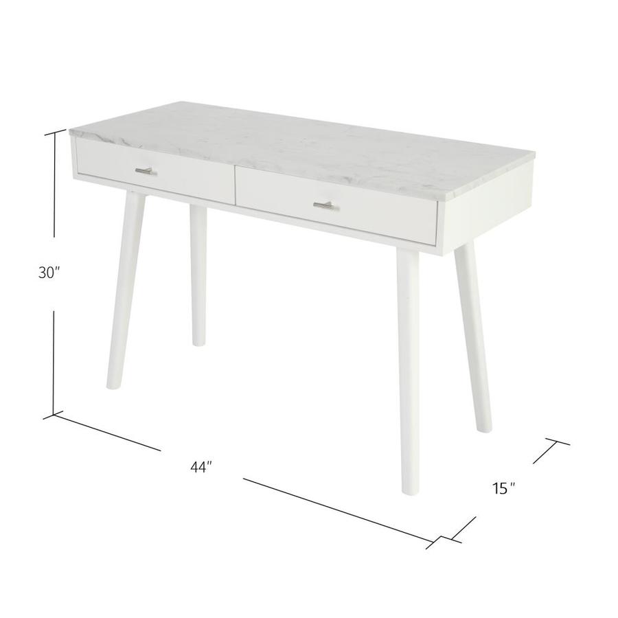 The Bianco Collection Viola 44-in White Modern/Contemporary Oak Writing ...