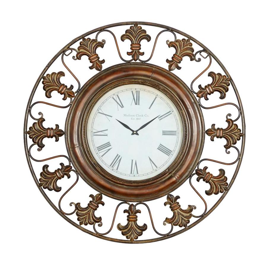 Grayson Lane Traditional Large Round Brown Metal Fleur de Lis Wall ...