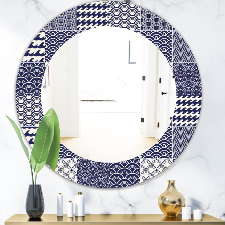 Designart Japanese Ocean Wave Pattern' Traditional Mirror- Oval or ...