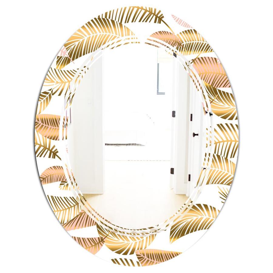 Designart Golden Tropical Pattern III' Modern Oval Wall Mirror Triple C ...