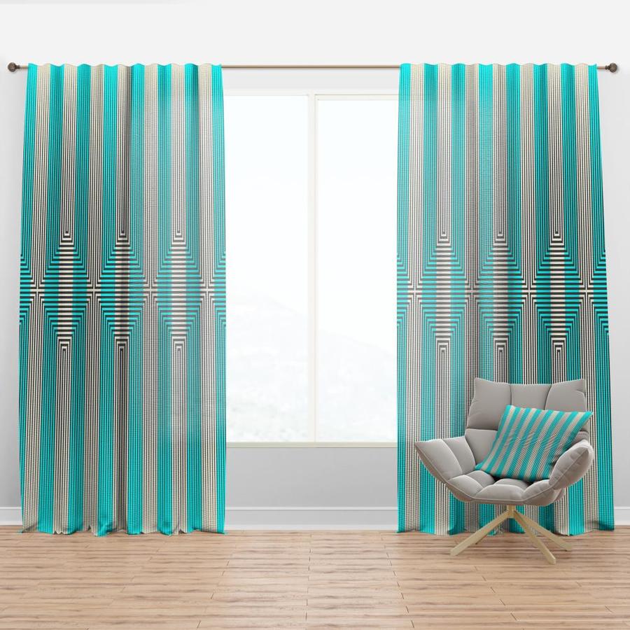 Designart Light Blue Striped Pattern' Mid-Century Modern Curtain Panel ...