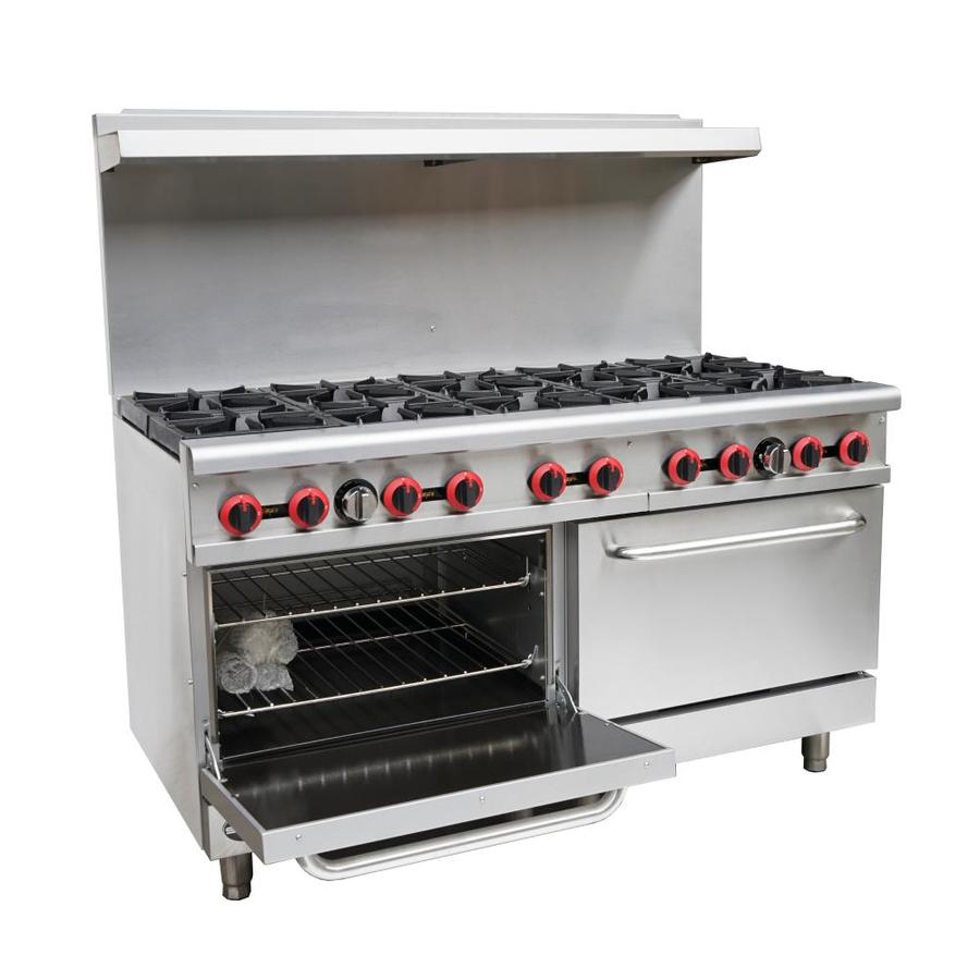 SABA 60-in 10 Burners 5.6-cu ft/5.6-cu ft Slide-In Double Oven Gas ...