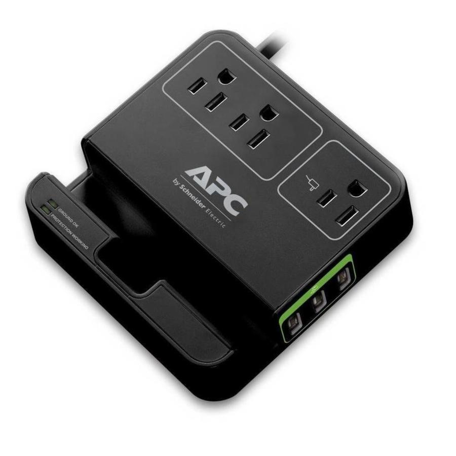 APC 3-Outlet SurgeArrest Surge Protector with 3 USB Ports (Black) in ...