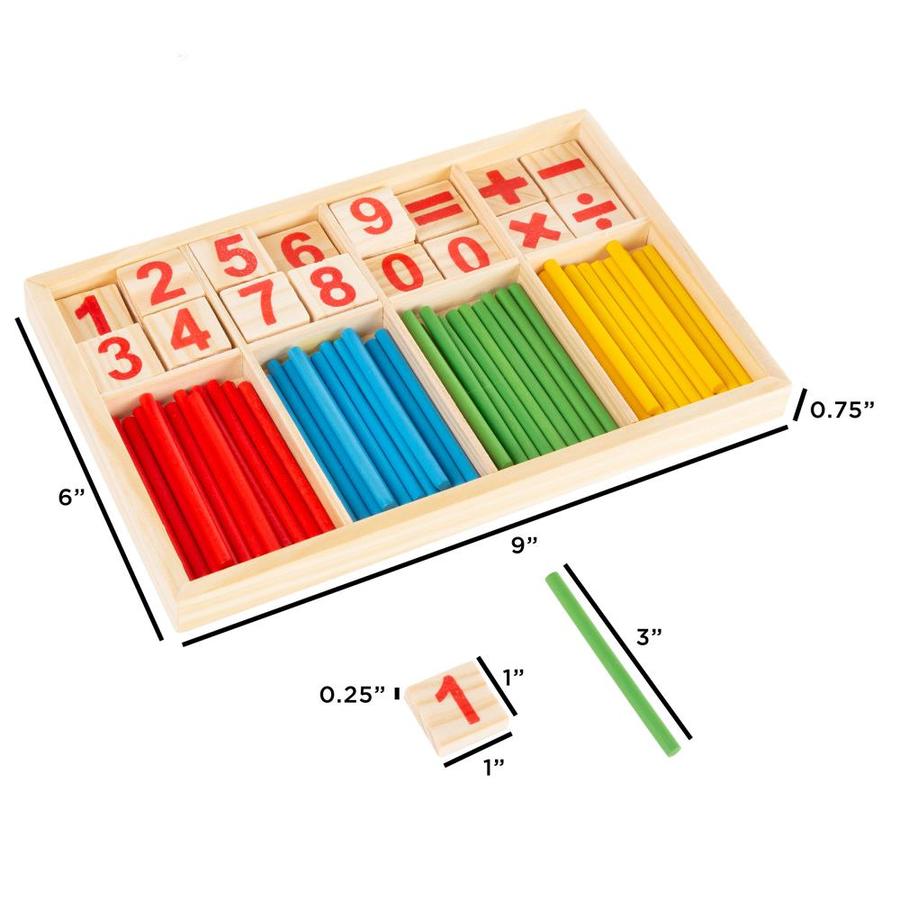 Toy Time Montessori Math Manipulatives-Number Tiles and Colorful Sticks ...