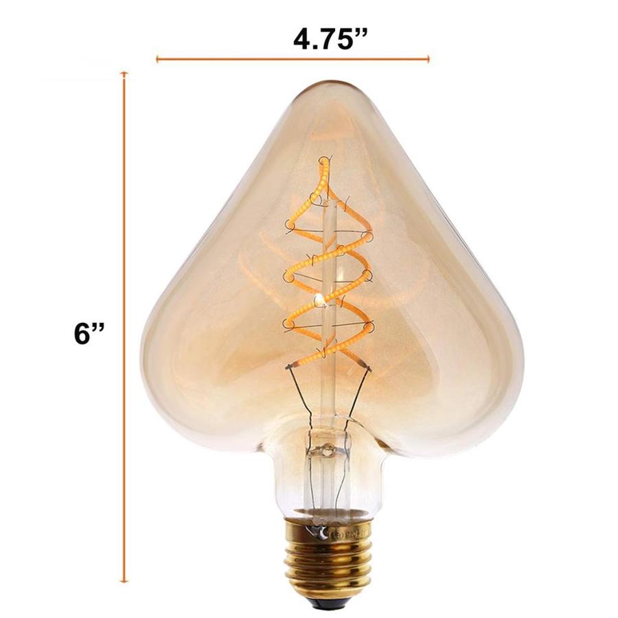 LIFEGARD LED E26 E27 4W 125 HEART SHAPE SPIRAL SHAPE. FILAMENT DIM ...