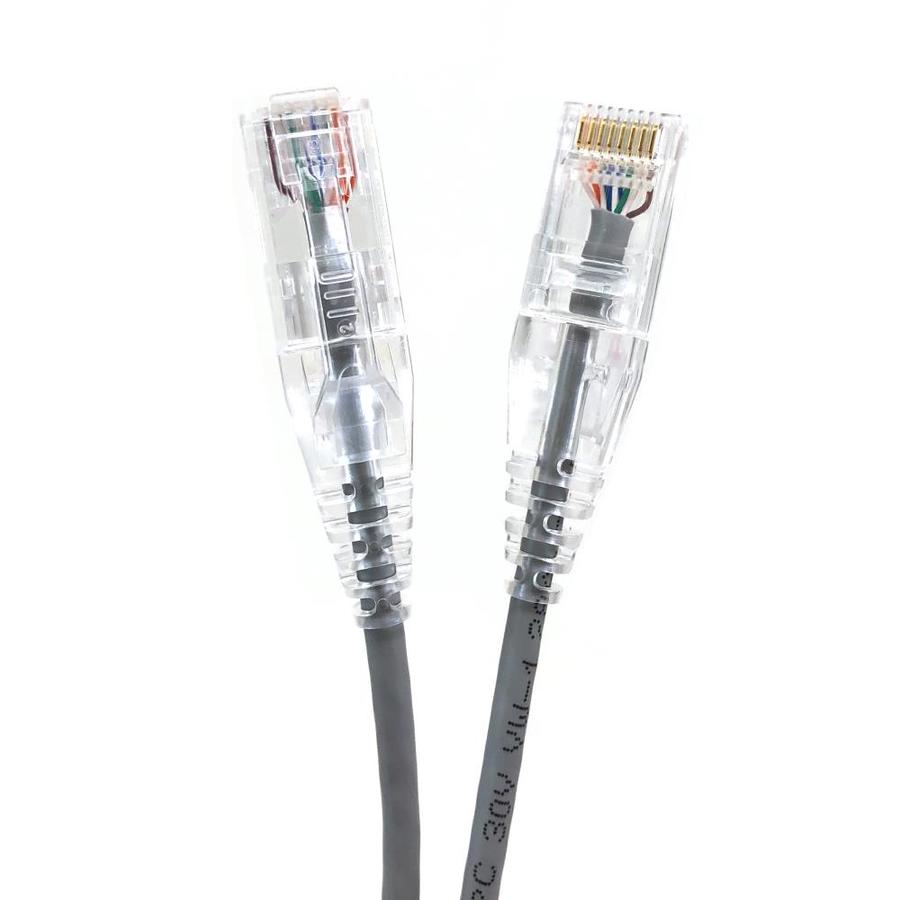 Micro Connectors 50Ft Ultra Slim 28AWG CAT 6 UTP Patch Cable (Gray) in ...