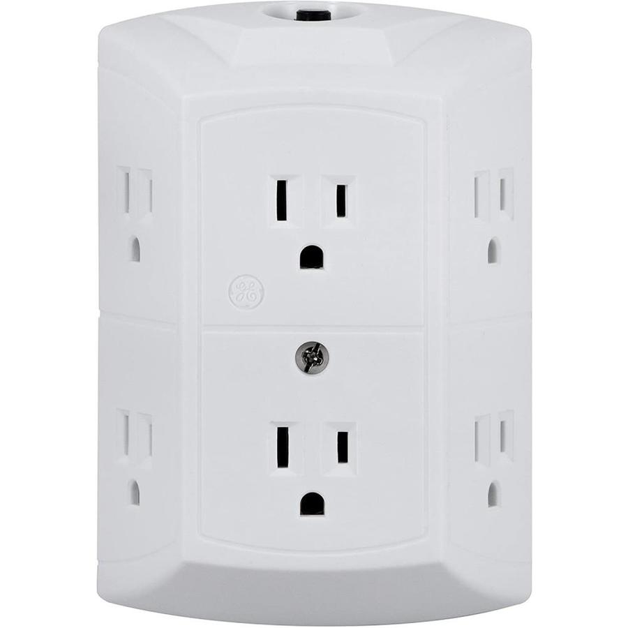 GE GE 6-Outlet Wall Tap, 2 Pack, Reset Button, Circuit Breaker, Power ...