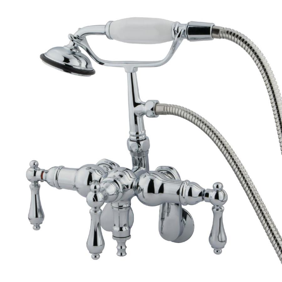 Kingston Brass Vintage Polished Chrome 3-Handle Tub Wall Mount Clawfoot ...