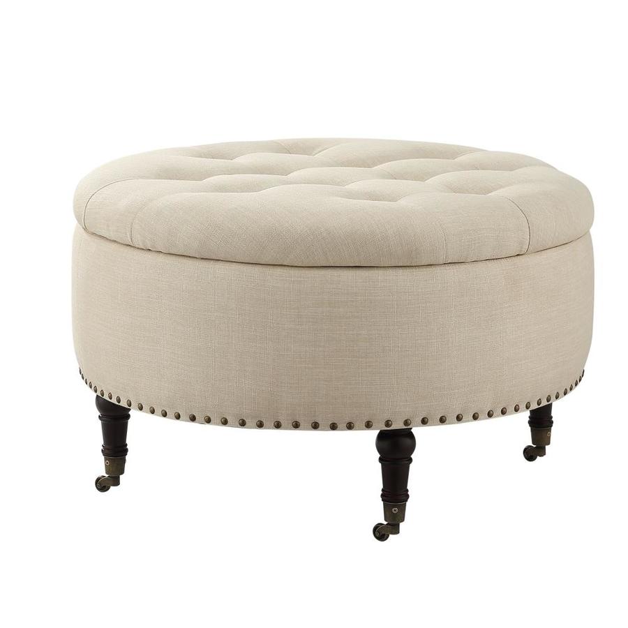 Rustic Manor Windsor Old World/Vintage Beige Round Ottoman in the ...