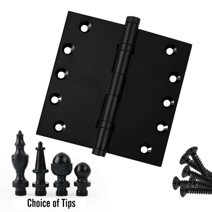 EMBASSY 5 x 5 Solid Brass Hinge- Flat Black (US19) Finish with Acorn ...