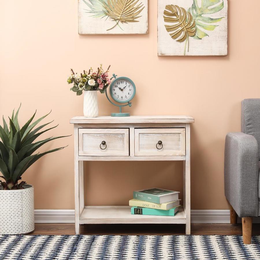 Luxen Home Pine Wood White-Washed Console Table in the Console Tables ...