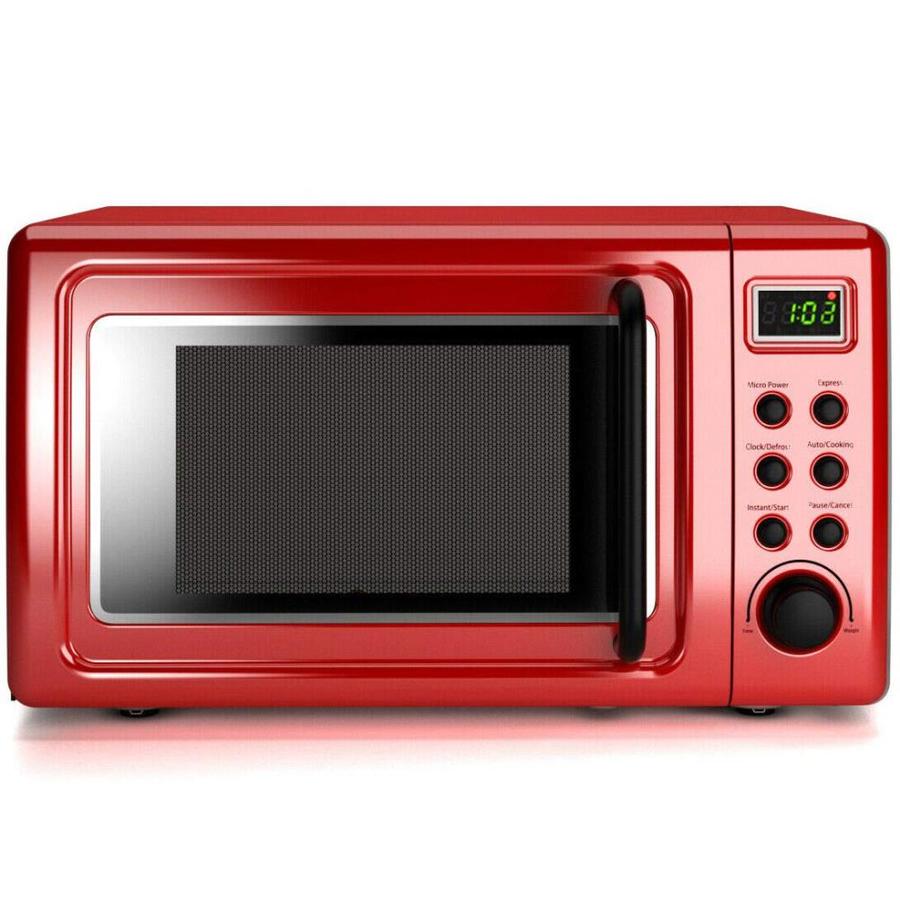 Goplus 0.7Cu.ft Retro Countertop Microwave Oven 700W LED Display Glass ...