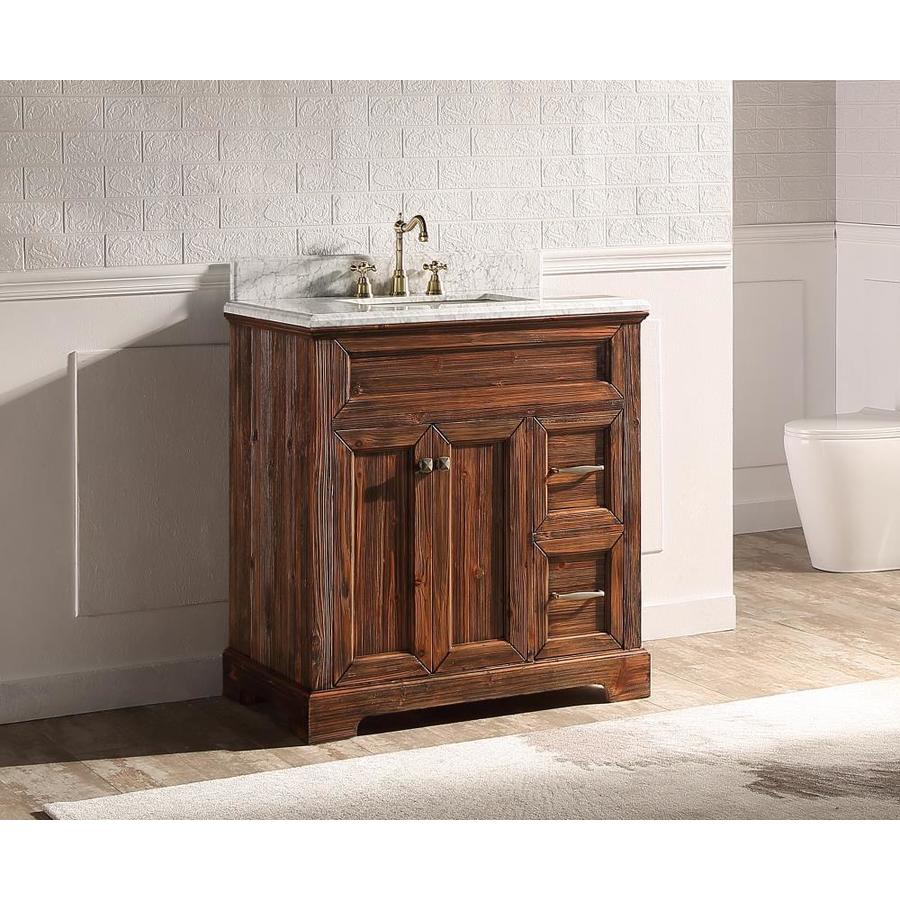 SUPREME WOOD Shasta 36-in Wooden Brown Undermount Single Sink Bathroom ...