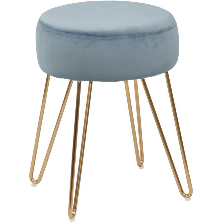 Venetian Worldwide Modern Light Blue Velvet Round Ottoman in the Indoor ...