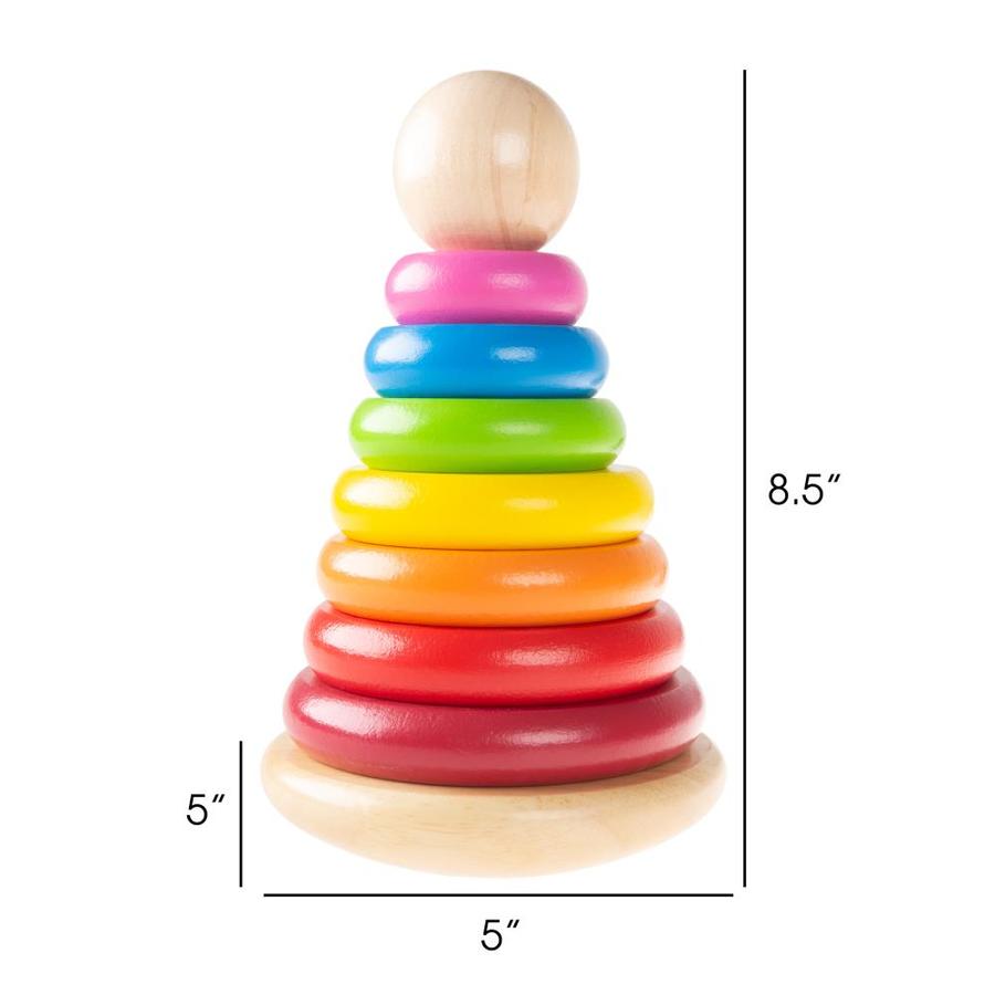 Toy Time Rainbow Stacking Rings- Classic Wooden Montessori Manipulation ...