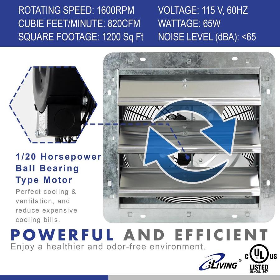 iLIVING iLIVING 10-in Shutter Exhaust Fan with Thermospeed(TM ...