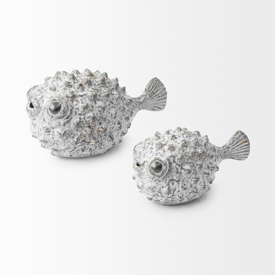 Mercana 4.5276-in Off-white Ceramic Puffer Fish Tabletop Decoration in ...