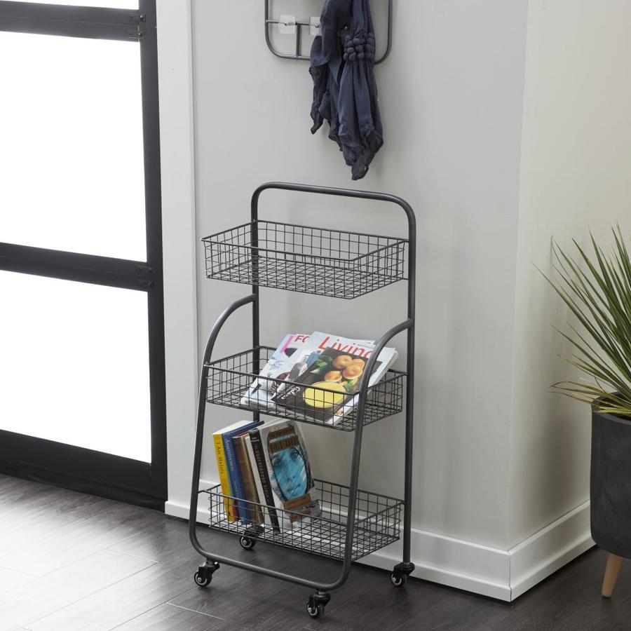 Grayson Lane 3-Tier Black Metal Rolling Cart 18-in x 36-in in the ...