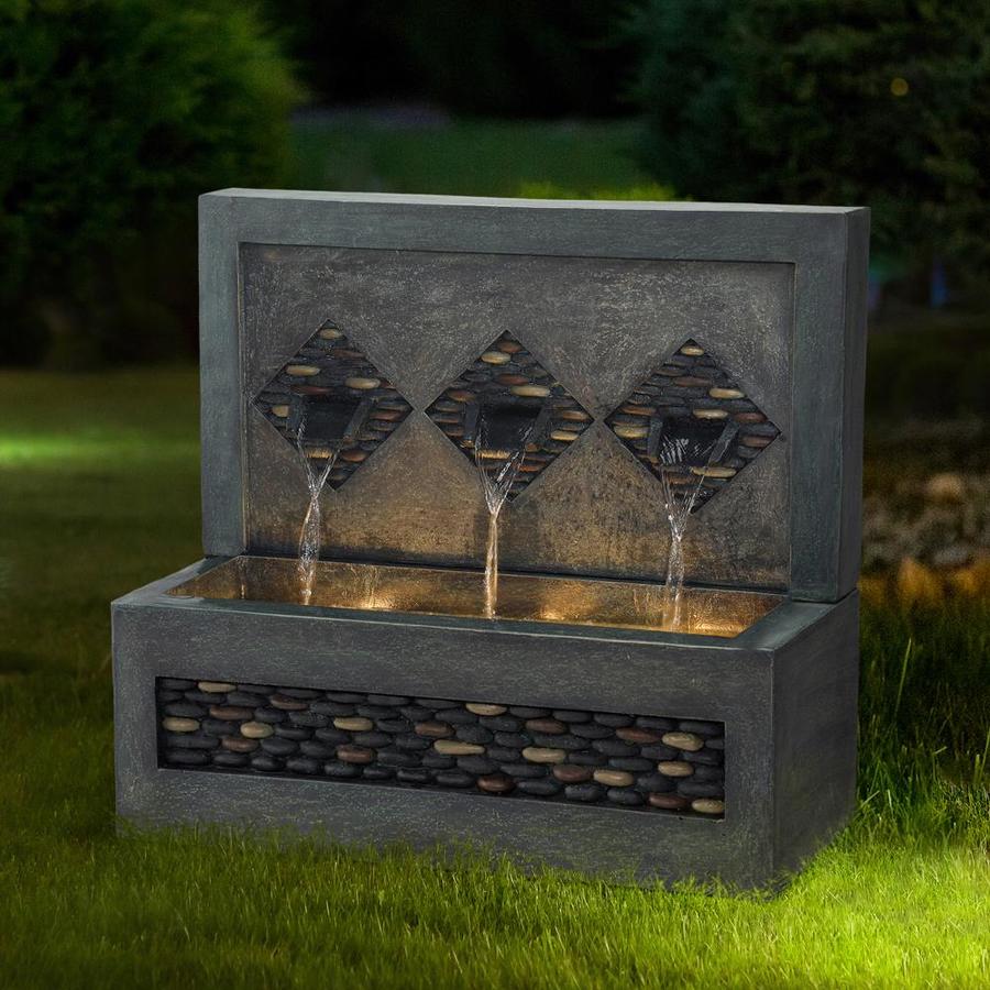 Glitzhome 30 in L Oversized Outdoor Poly Resin Fountain with LED Light ...