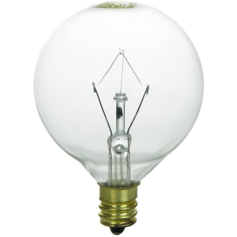 Sunlite 25-Watt G16.5 Incandescent Light Bulbs with Candelabra E12 Base ...