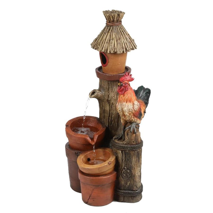Luxen Home Resin Rooster and Post Outdoor Fountain in the Outdoor ...