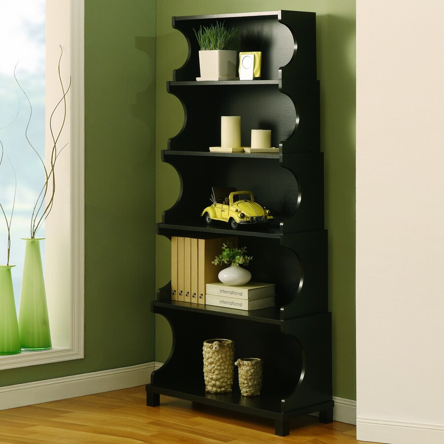 Enitial Lab Wave Antique Black 61-in 5-Shelf Bookcase at Lowes.com