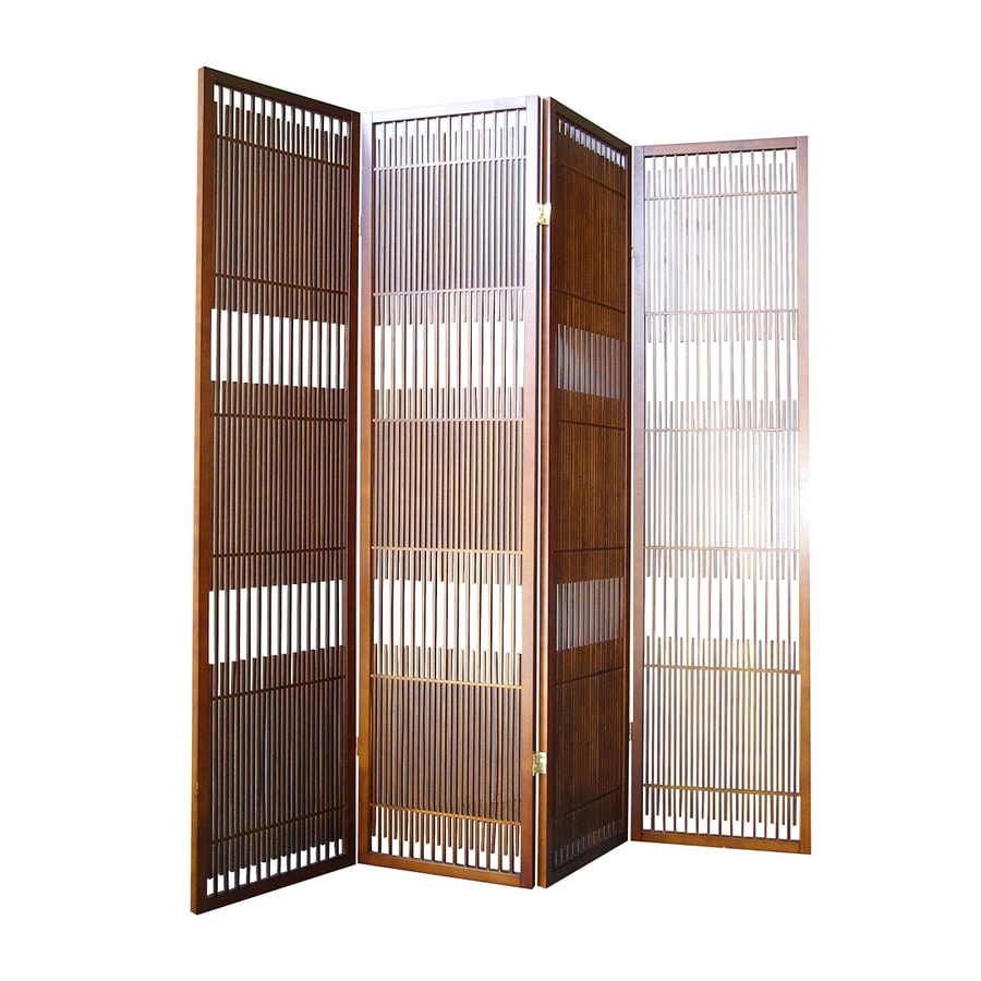 ORE International 4-Panel Walnut Wood Folding Indoor Privacy Screen at ...