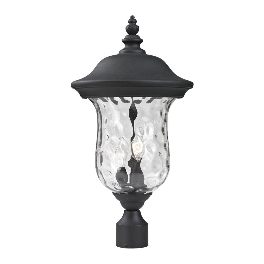 Z-Lite Armstrong 21.25-in H Black/Clear Water Glass Post Light at Lowes.com