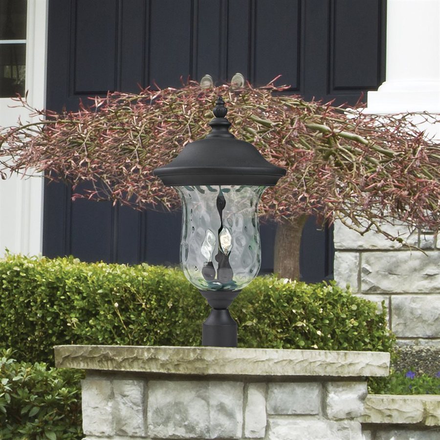 Z-Lite Armstrong 21.25-in H Black/Clear Water Glass Post Light at Lowes.com